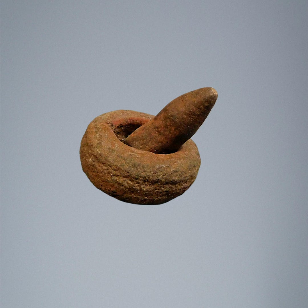 Native American Indian Stone Rock Paint Pot or Mortar With Pestle - 2 ...