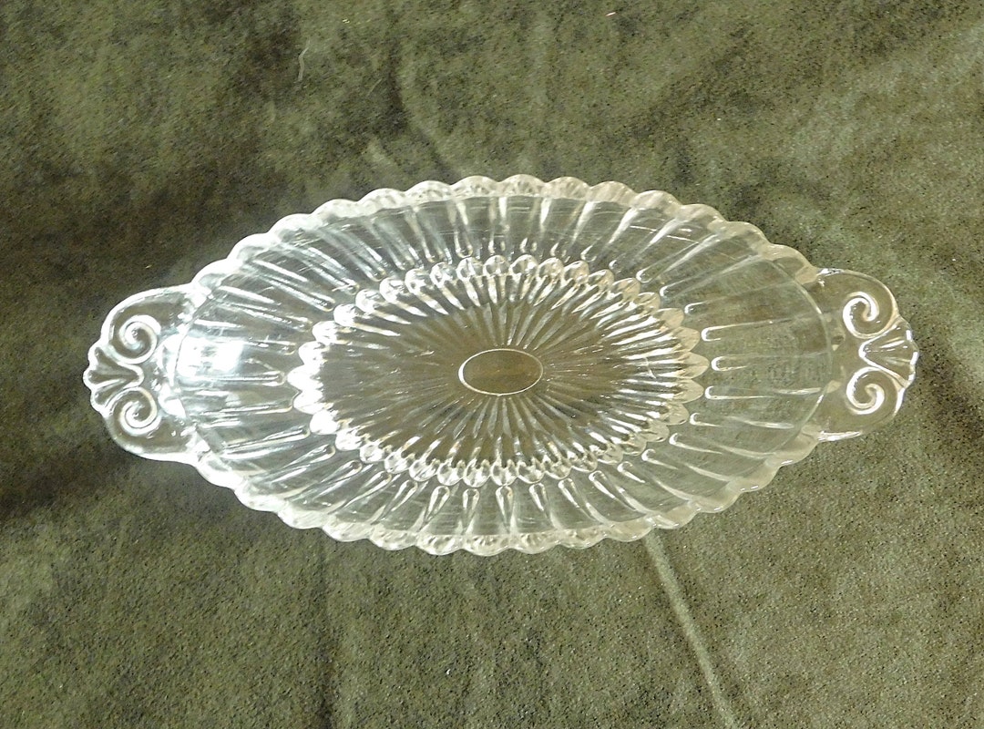 Vintage Clear Pressed Glass Oval Pickle or Relish Dish - Etsy