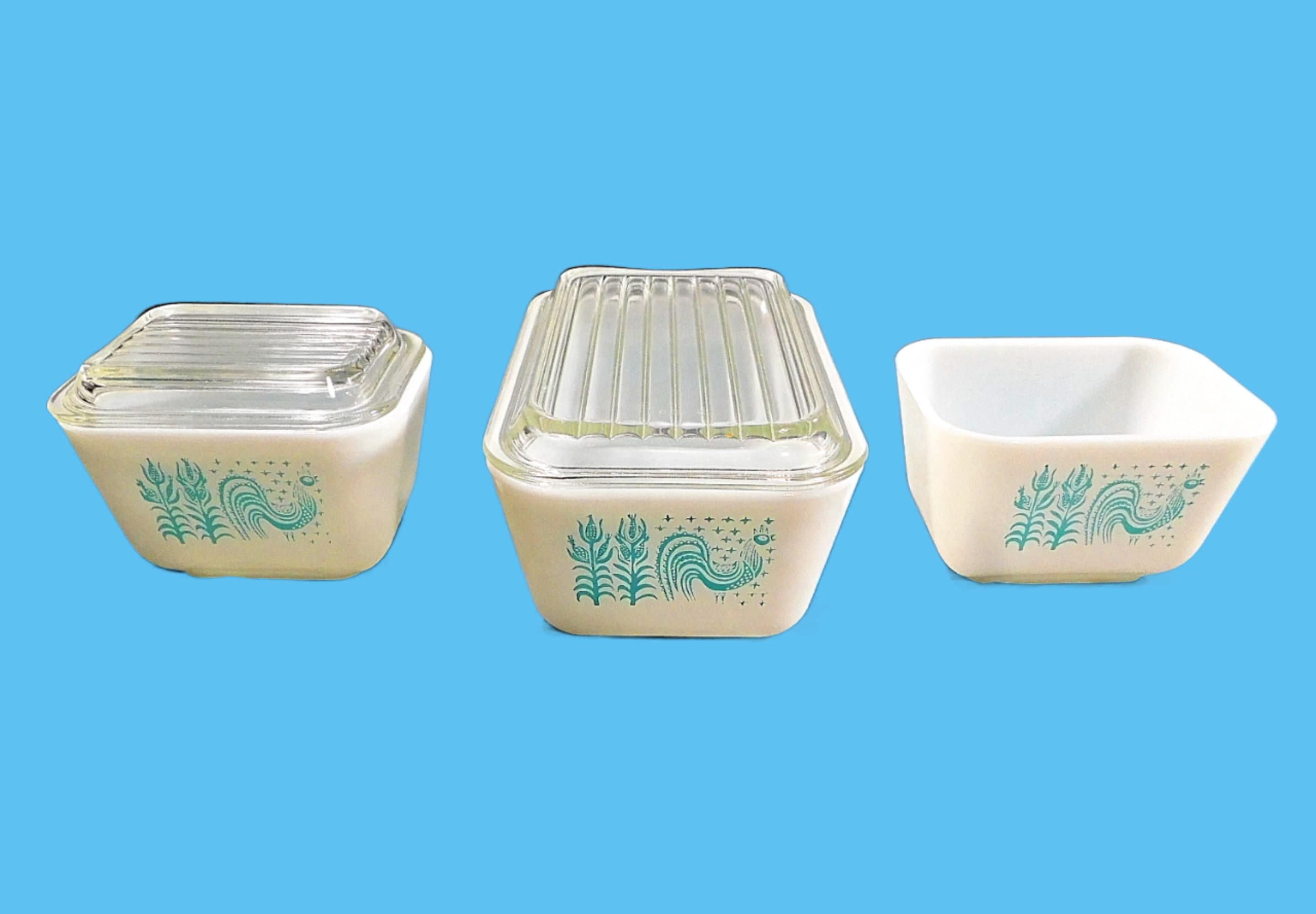 Vintage Set of Pyrex Turquoise Amish Butterprint Refrigerator Set Two ...