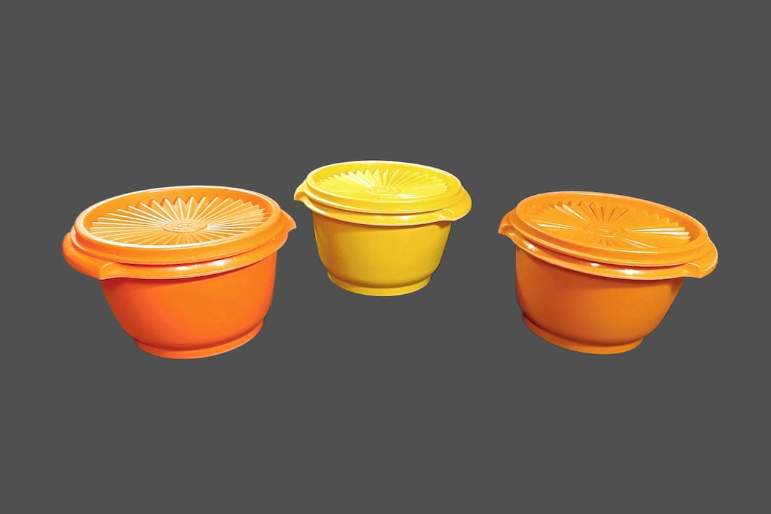 3 Vintage 1970's TUPPERWARE Round Servalier Storage Containers #886 ...