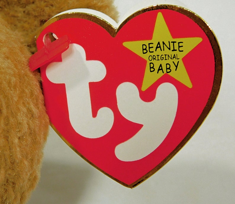 Vintage TY Beanie Baby Bear CURLY Plush Brown and Original Hang Tag 8.5 ...