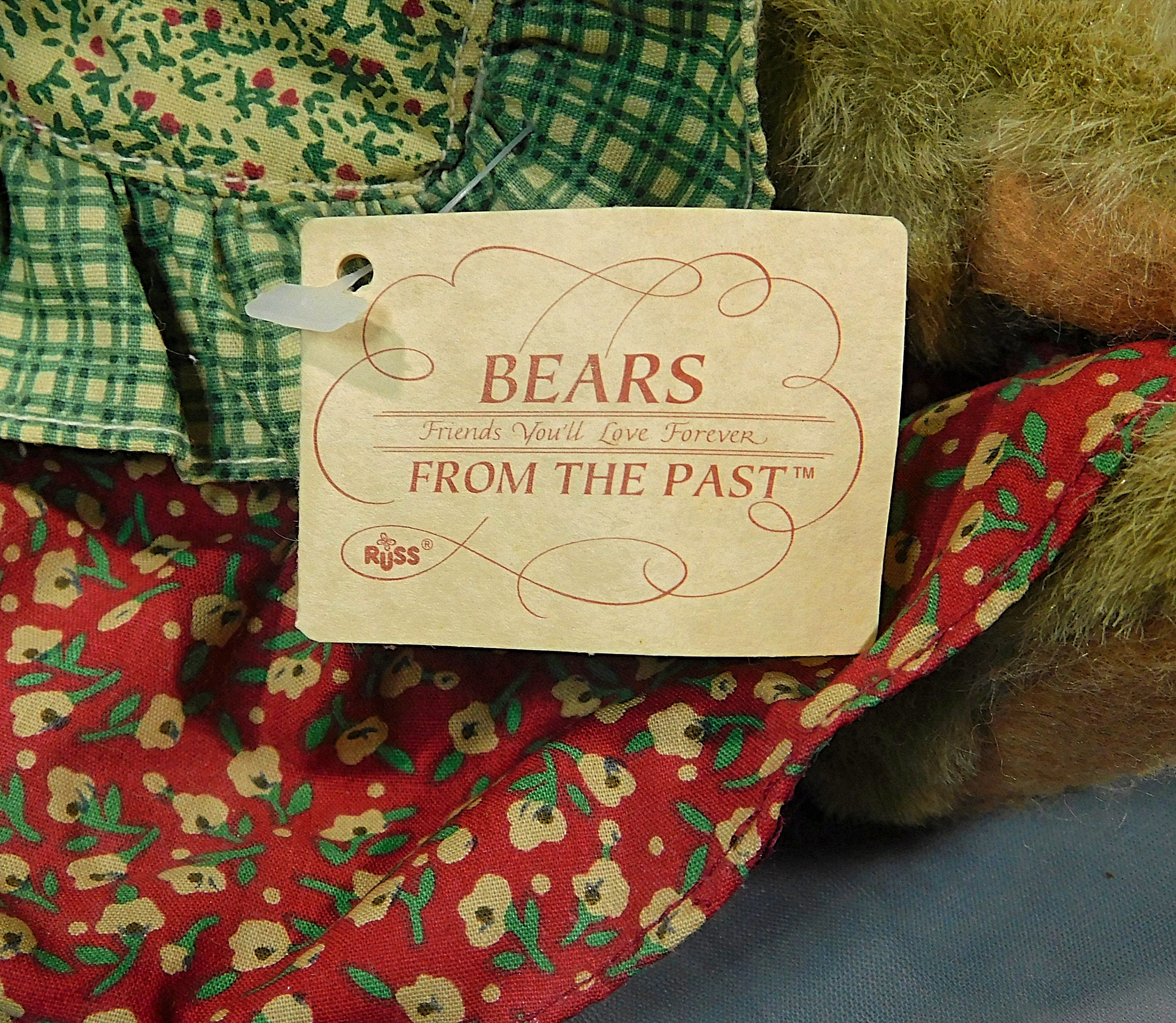 Vintage RUSS BERRIE Teddy Bear WHITLEY - 7 Inch Country Straw Hat, Bow ...