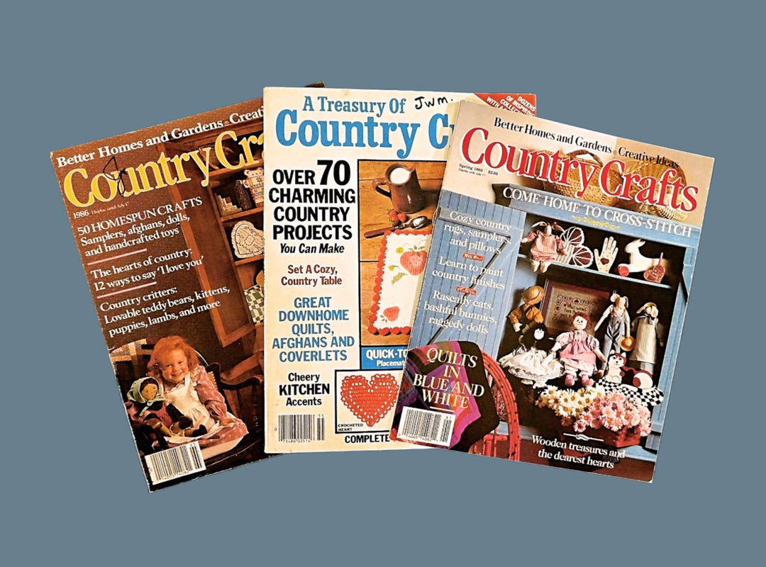 3 Vintage COUNTRY CRAFTS Magazines From 1980's - Country Projects ...