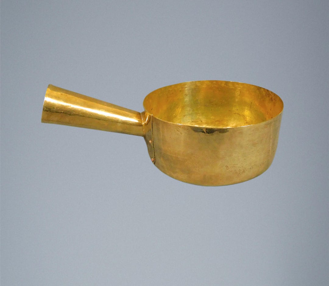 Vintage Antique Brass Sugar Pan With Hollow Taper Riveted Handle - Hong ...