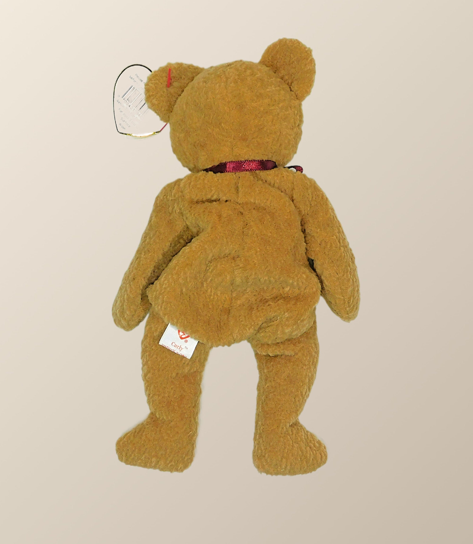 Vintage TY Beanie Baby Bear CURLY Plush Brown and Original Hang Tag 8.5 ...