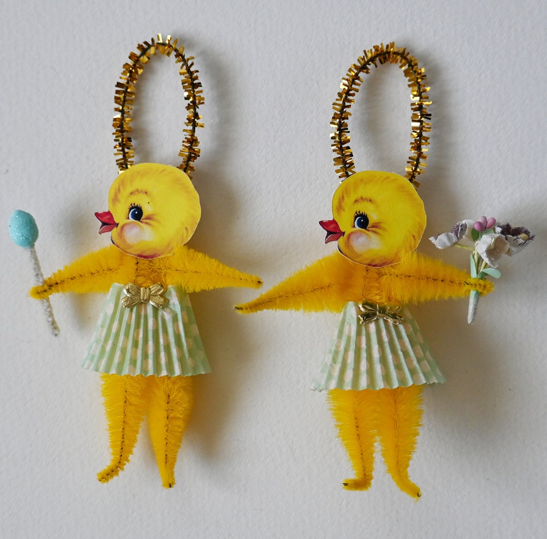 Easter Chick Ornaments / Chenille Easter Chicks / Set of 2 - Etsy