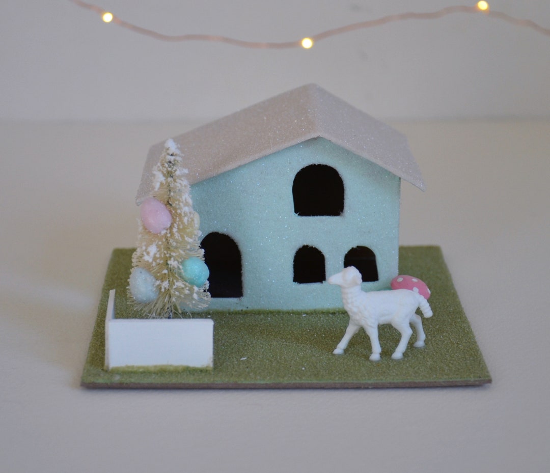 Easter Putz House / Glittered Easter House - Etsy