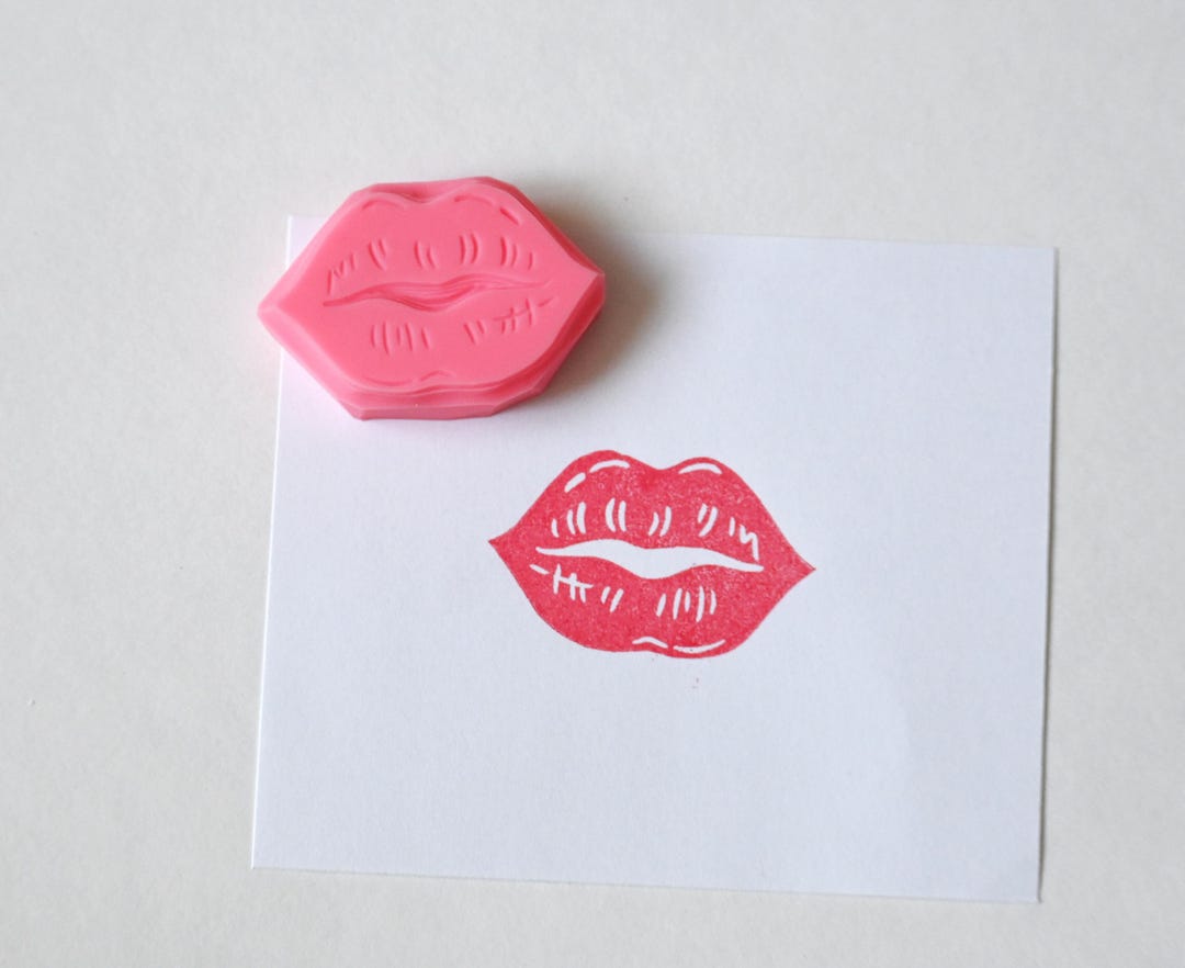 Hand Carved Rubber Stamp / Lips / Kiss / Eraser Stamp - Etsy