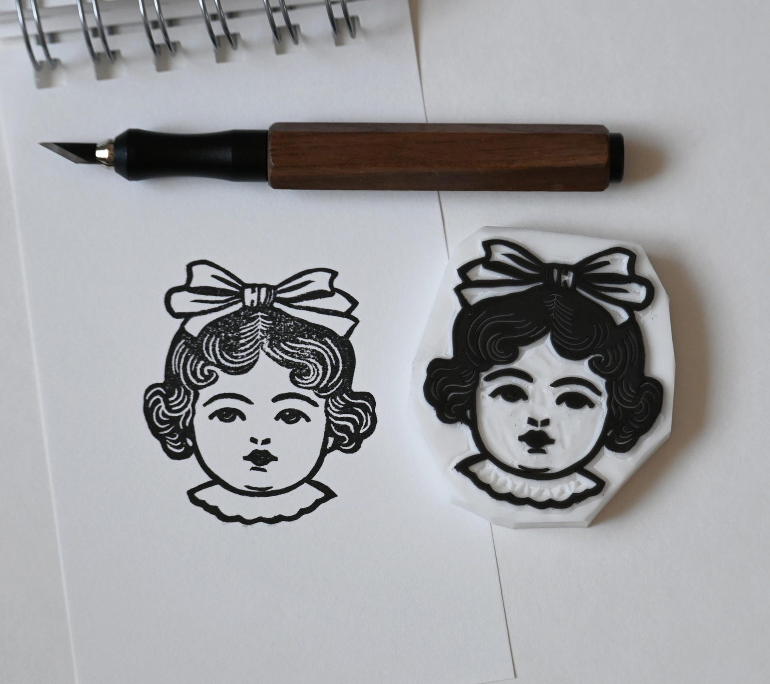 Hand Carved Rubber Stamp / Vintage Doll Head / Eraser Stamp - Etsy