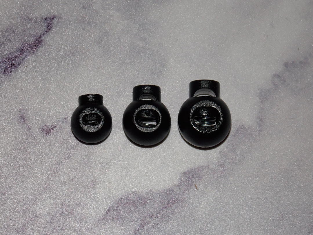 Black One Hole Cord Locks Single Hole Round Spring Loaded Great for ...