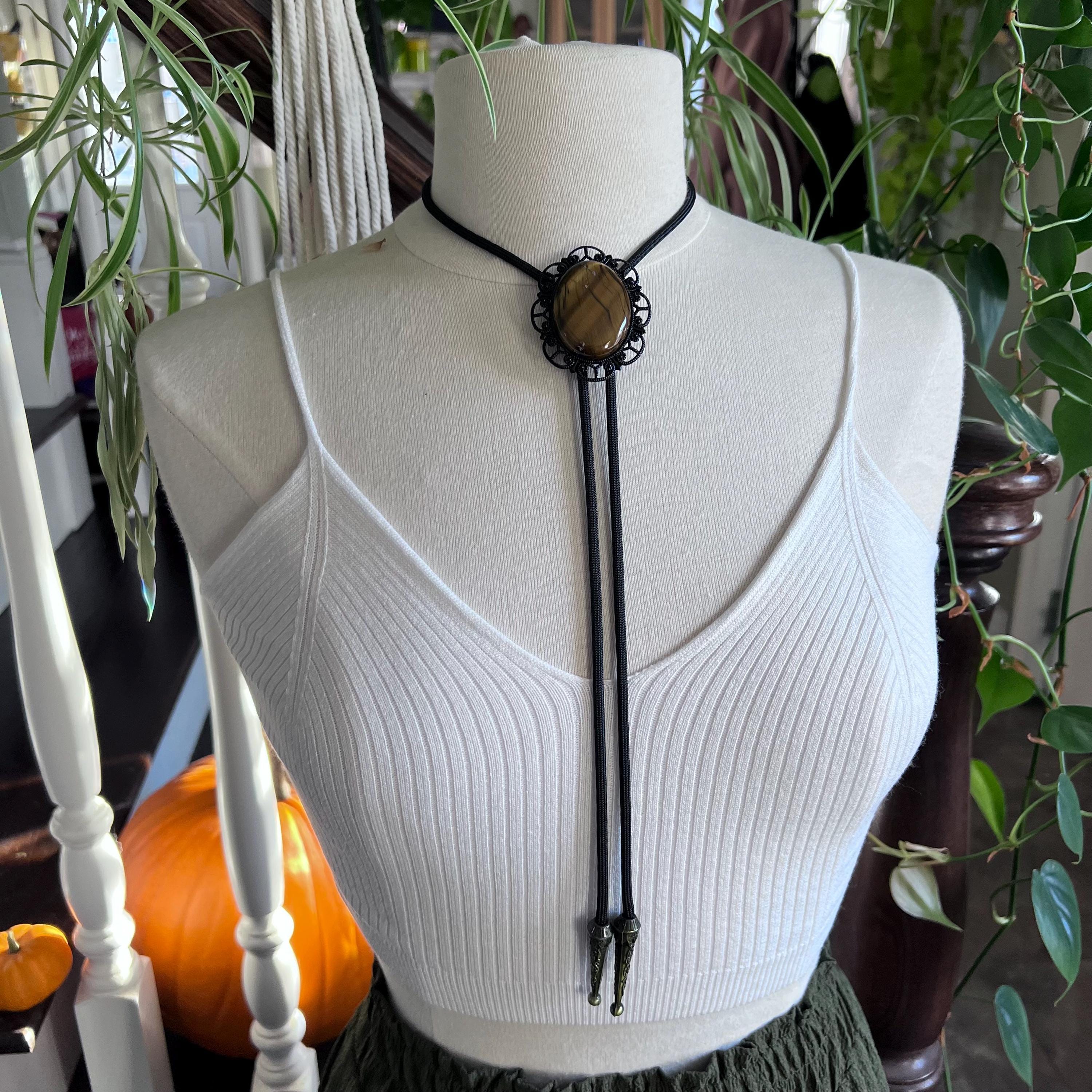 Gothic Tiger Eye Stone Statement Bolo Tie Necklace Yall'ternative Vibes ...