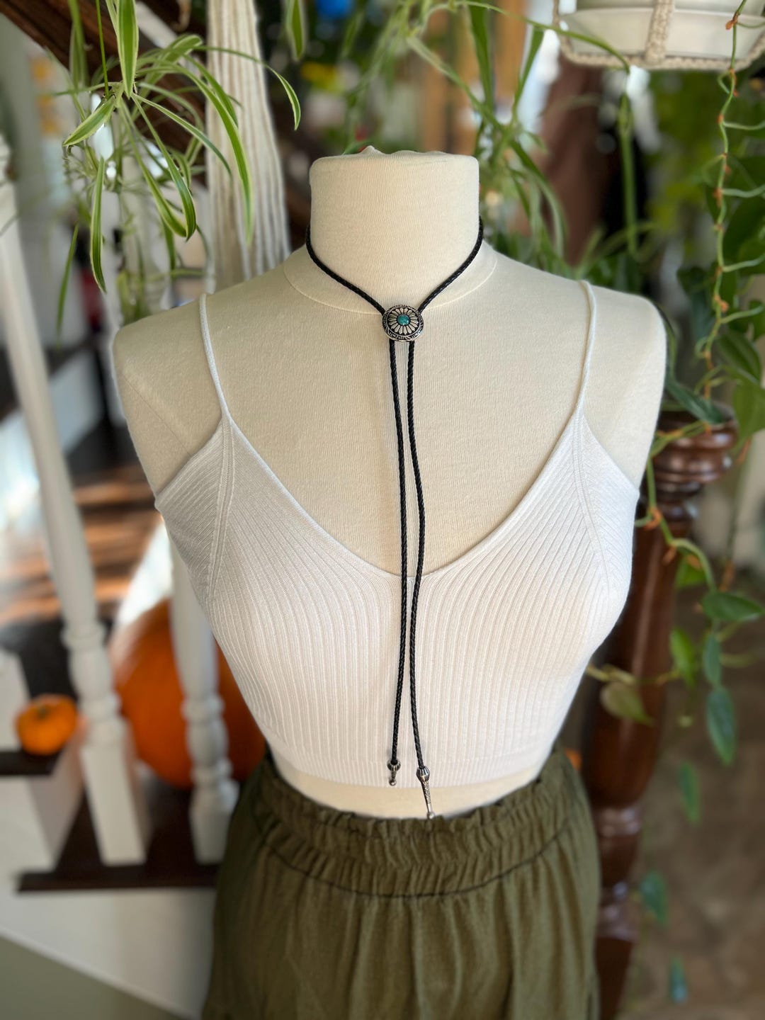 Southwest Braided Leather Classic Bolo Tie Faux Turquoise Americana ...