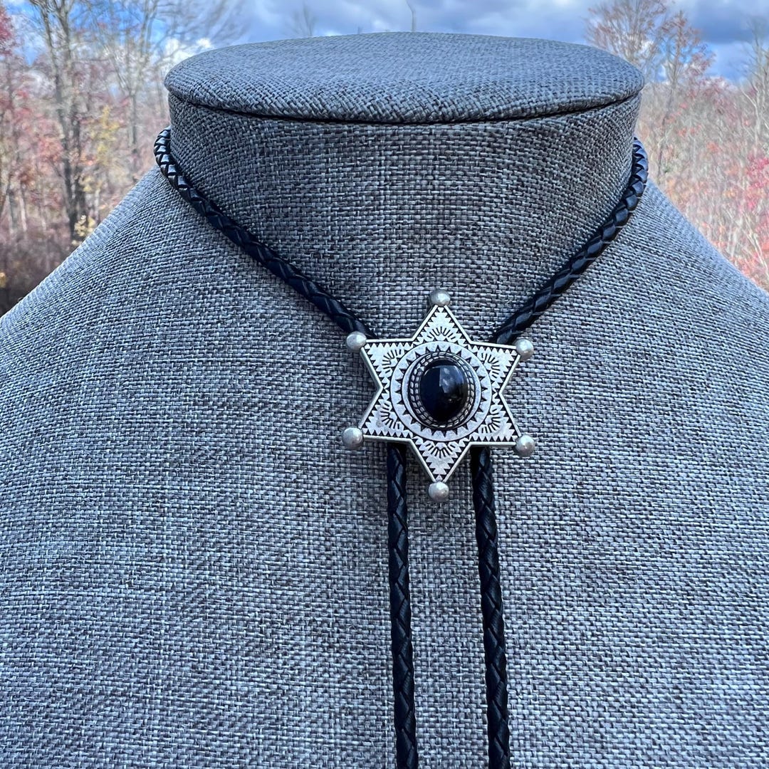 Braided Leather Sheriff Badge Retro Inspired Bolo Southwest Tie ...