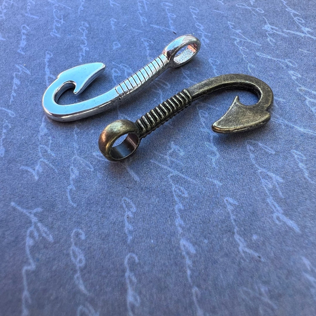 Silver Large Fish Hook Connectors With Large 4.5mm Diameter Hole ...