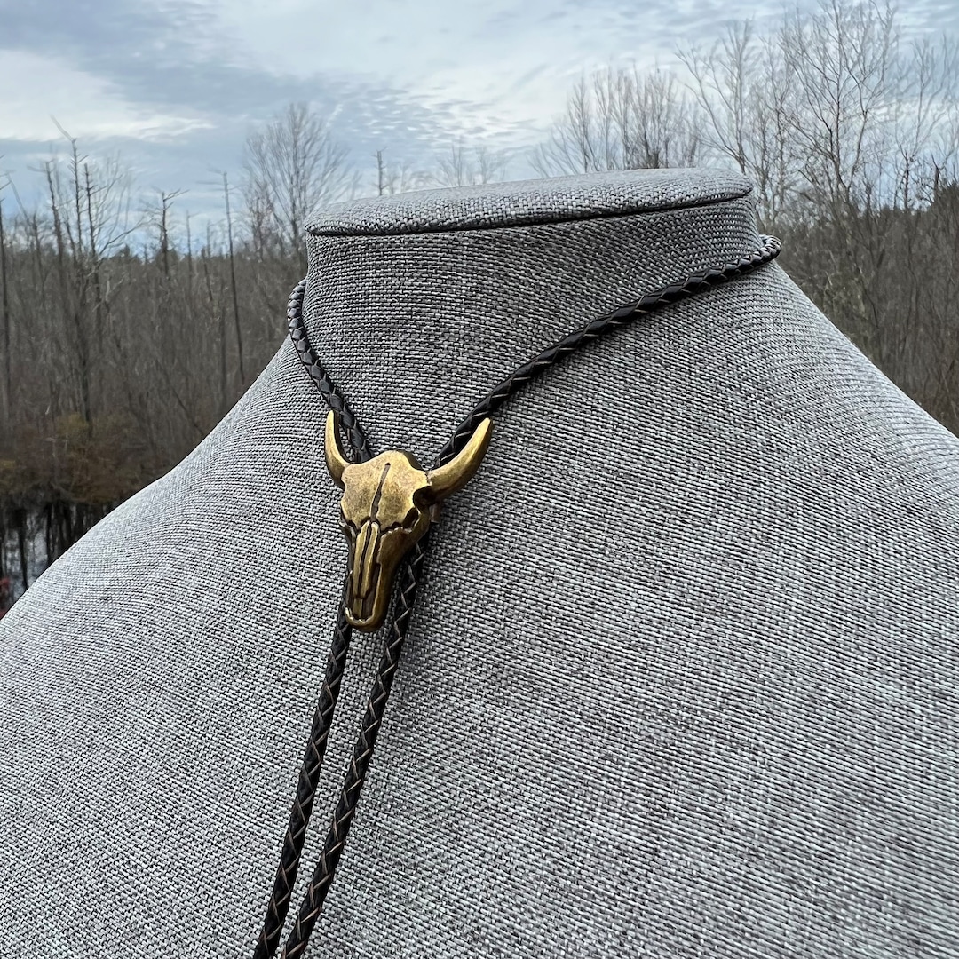 Longhorn Steer Texas Cow Skull Classic Southwest Bolo Tie Necklace Real ...