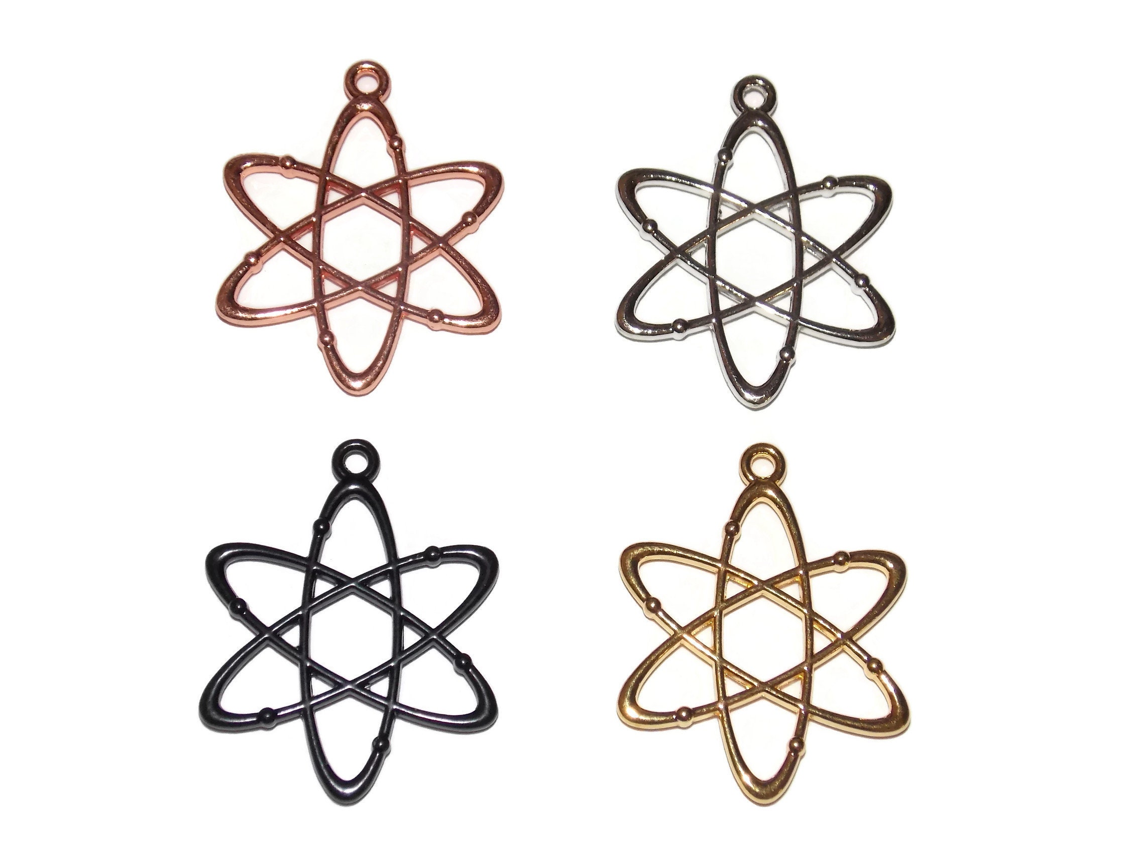 Atom Charms - Atomic Symbol Pendants Gold Tone Science Geek Nerd ...