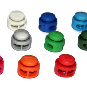 Colorful Cord Locks 3.25mm 2 Hole Double Hole Round Spring Loaded for ...