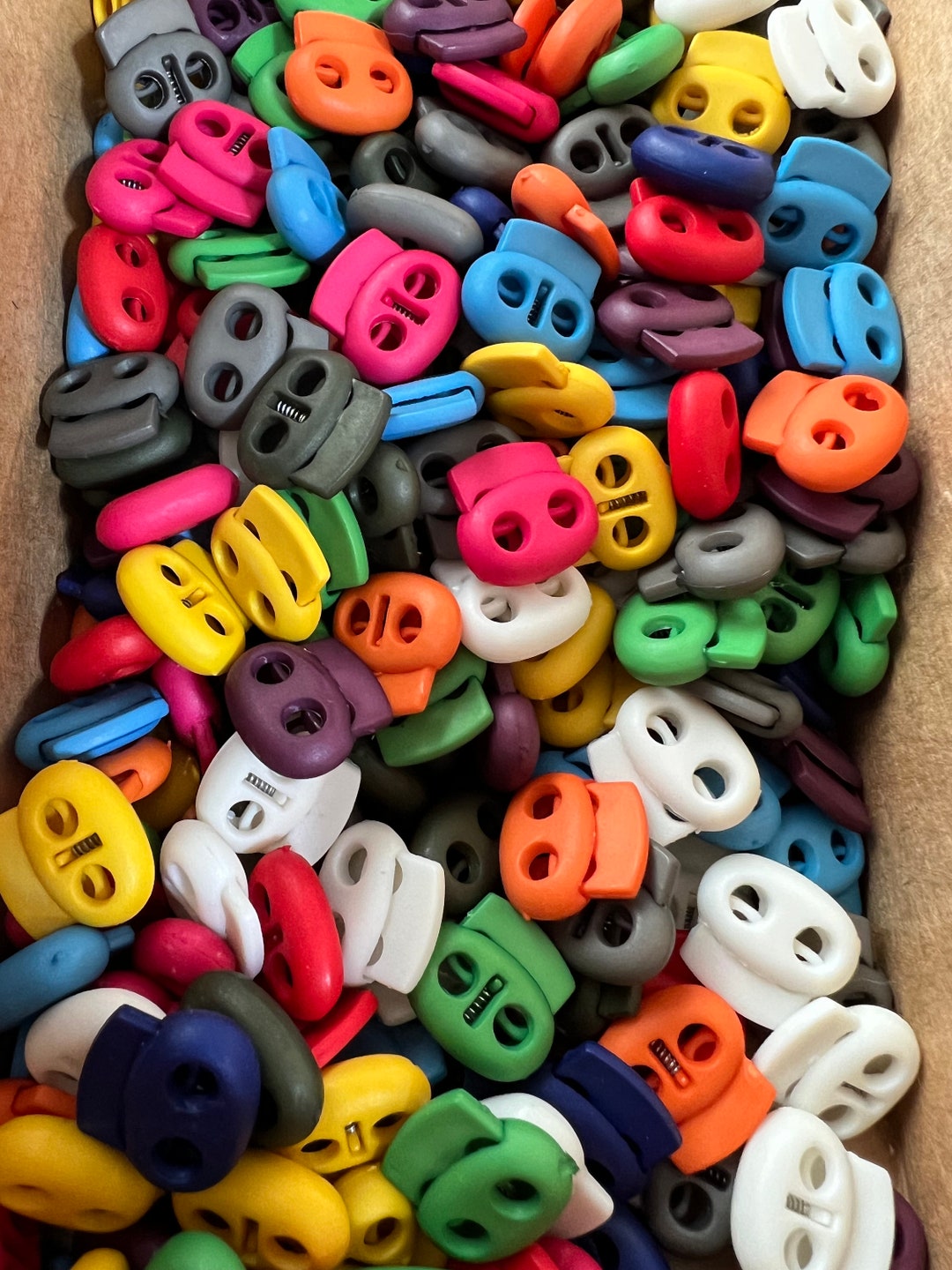 Small Double Hole Cord Locks Spring Locks - 3.75mm Hole 17mm Wide X 15 ...