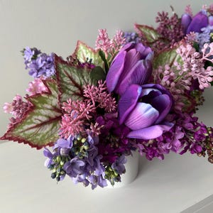 Spring Floral Arrangement - Lilacs Tulips Purple - Etsy