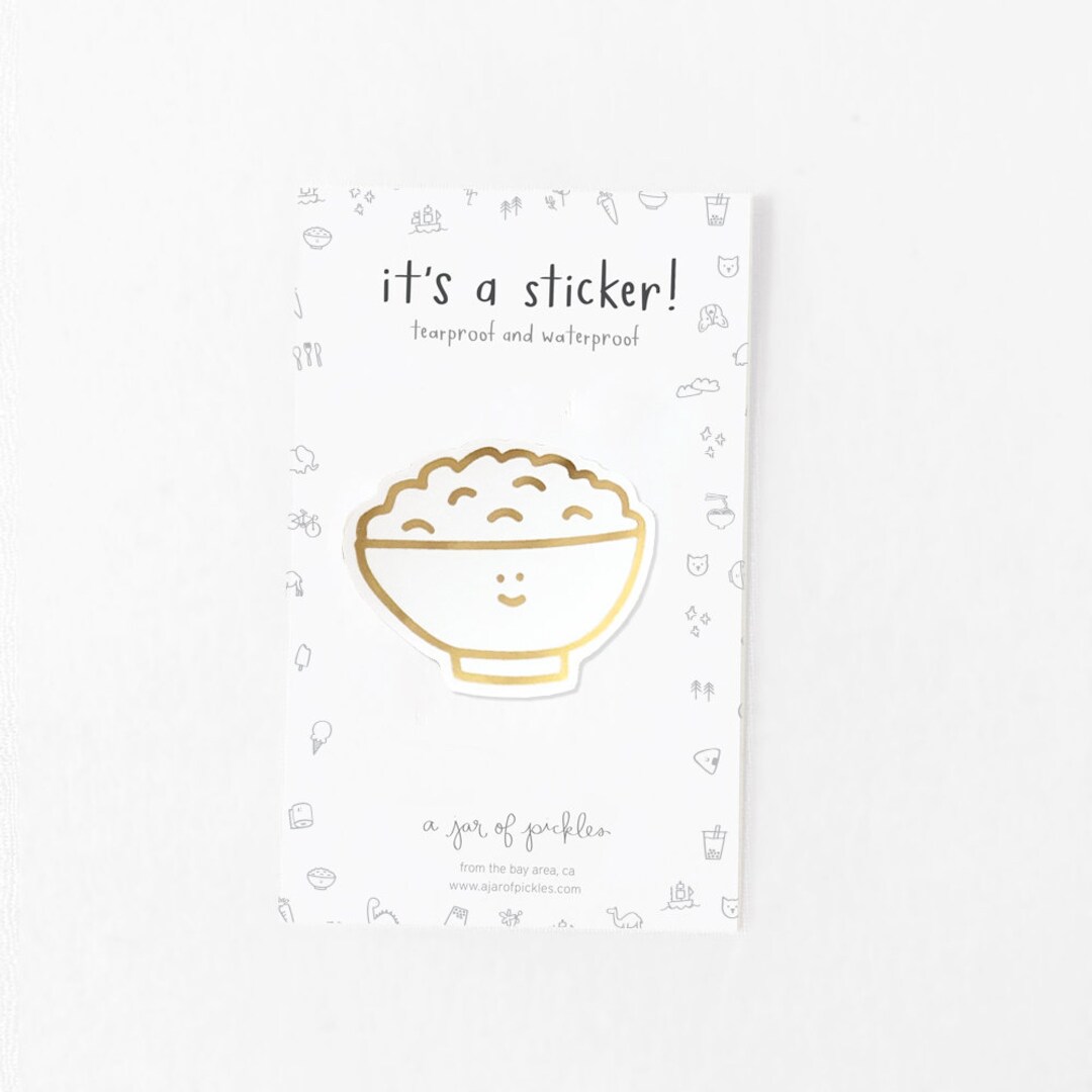 Rice Bowl Gold Foil Vinyl Sticker - Etsy