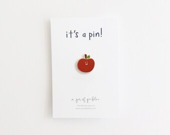 Apple Enamel Pin Cute Smiling Hard Enamel Pin Juicy Fruit - Etsy
