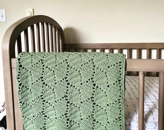 Handmade Leaf Crocheted Baby Blanket / Green Blanket /toddler Blanket ...