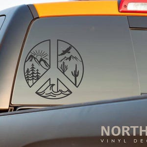 Peace Car Decal, Elemental Peace Symbol Car Decal, Earth Elements Car ...