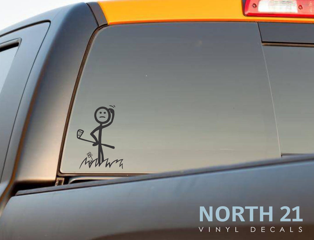 Stickman Golfer Car Decal, Stickman Lost Golf Ball Decal, Car Decal ...