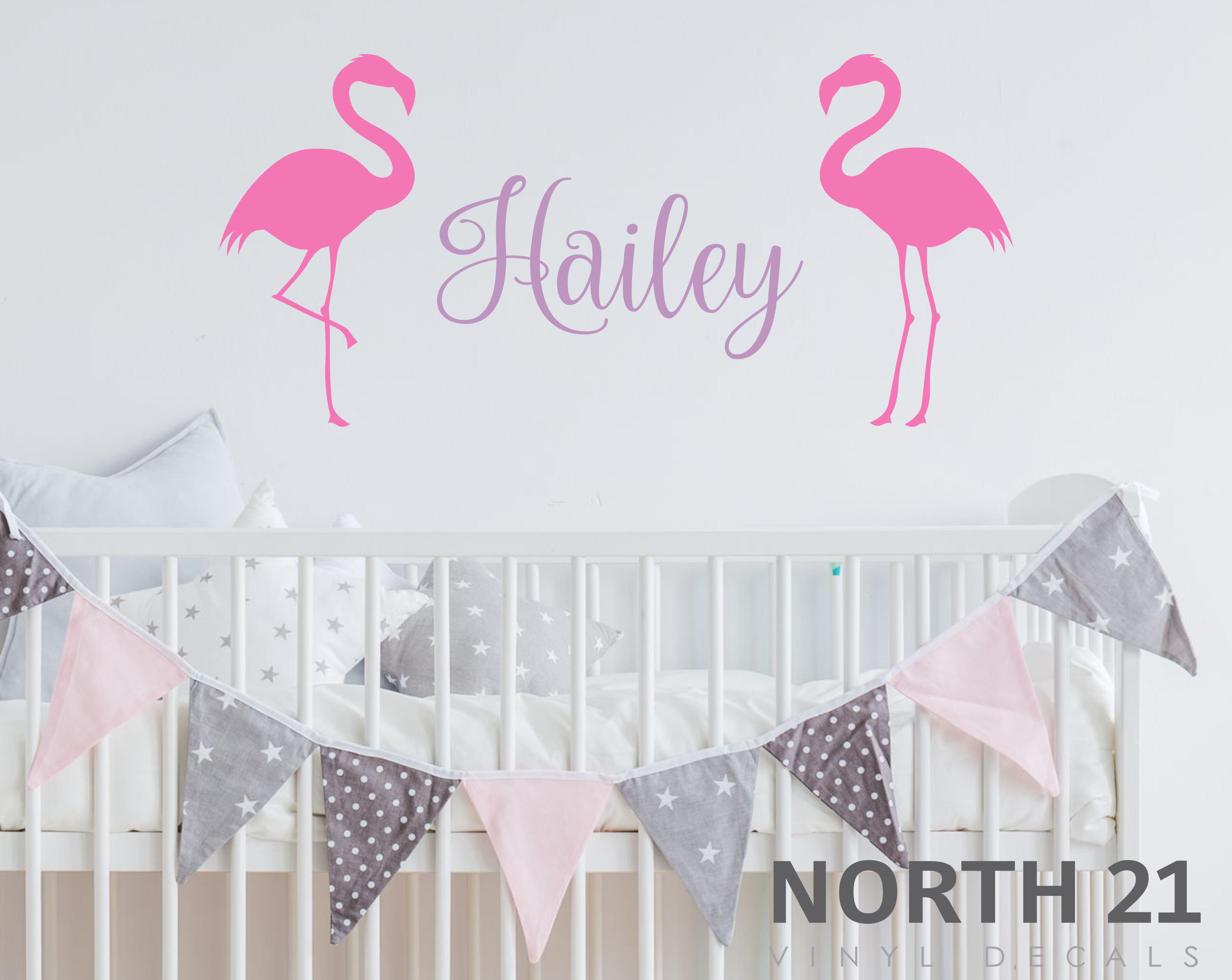 Flamingo Name Wall Decal - Nursery Wall Decals - Girls Name Wall Decor ...