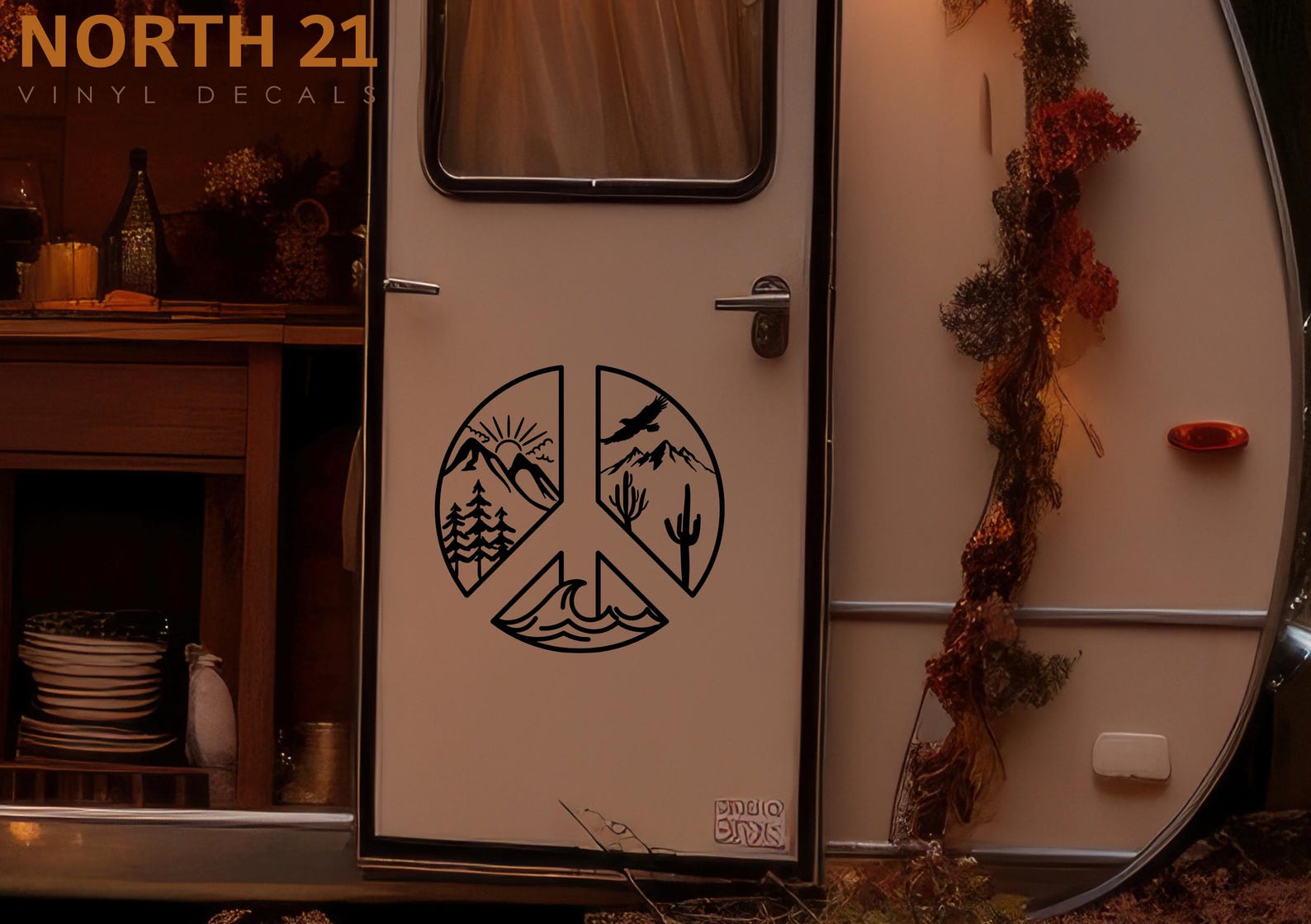 Peace Car Decal, Elemental Peace Symbol Car Decal, Earth Elements Car ...