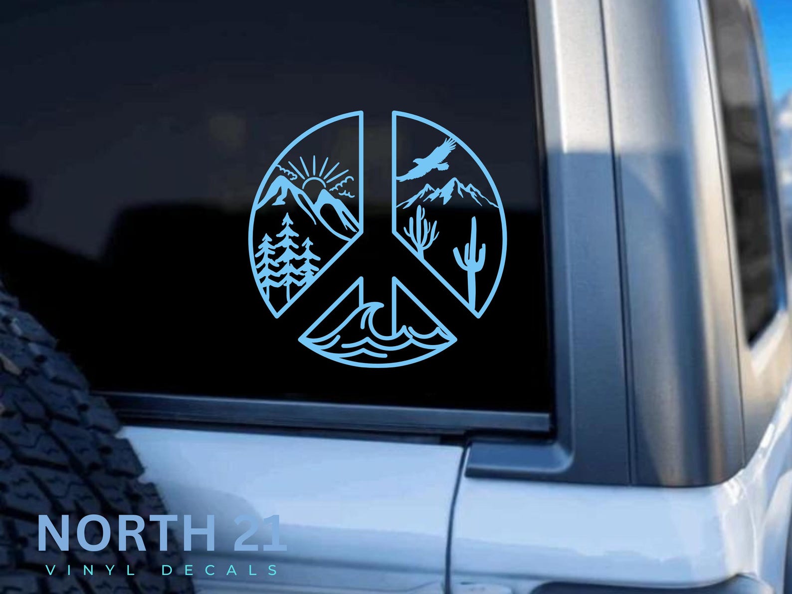 Peace Car Decal, Elemental Peace Symbol Car Decal, Earth Elements Car ...