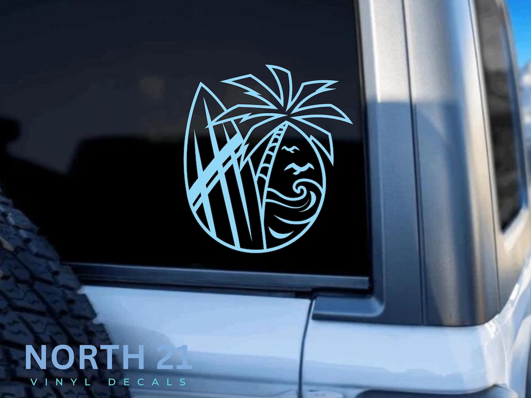 Surfing Car Decal, Surf Car Stickers, Beach Car Decals, Beach Vibes ...