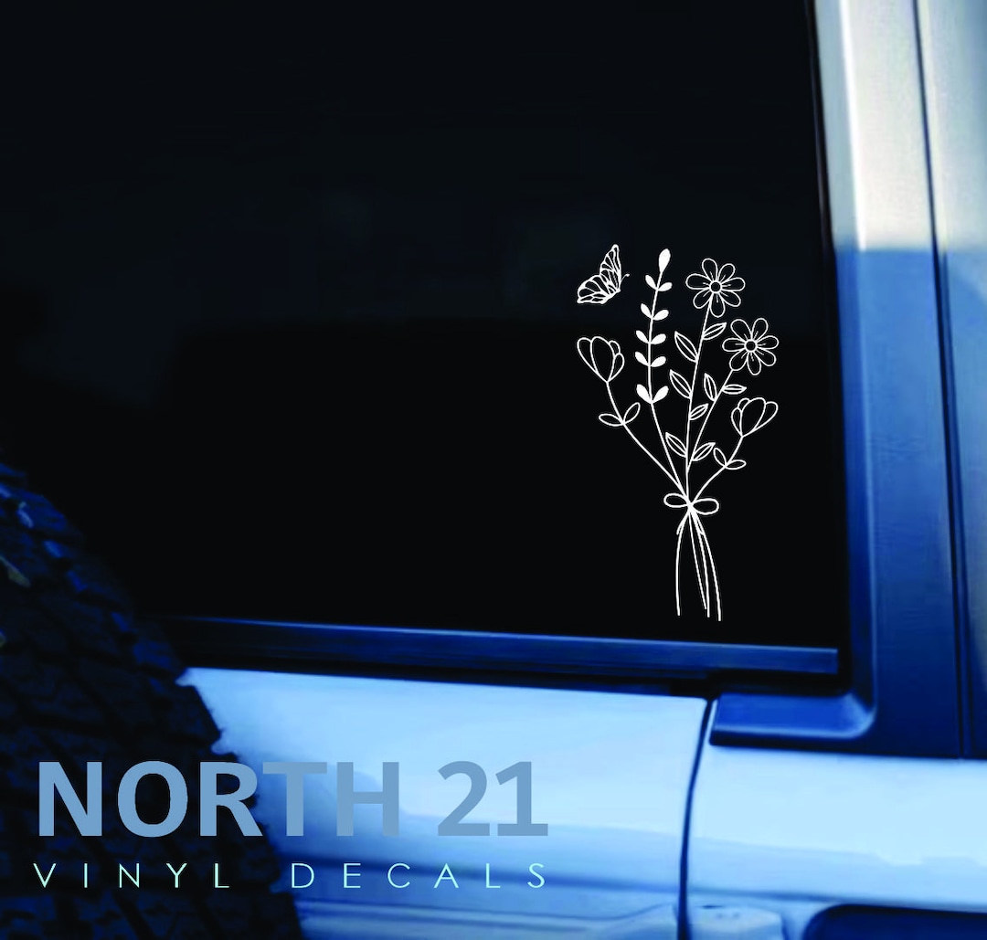 Wildflower Boho Decal, Wildflower Sticker, Car Decal, Pretty Car Decal ...