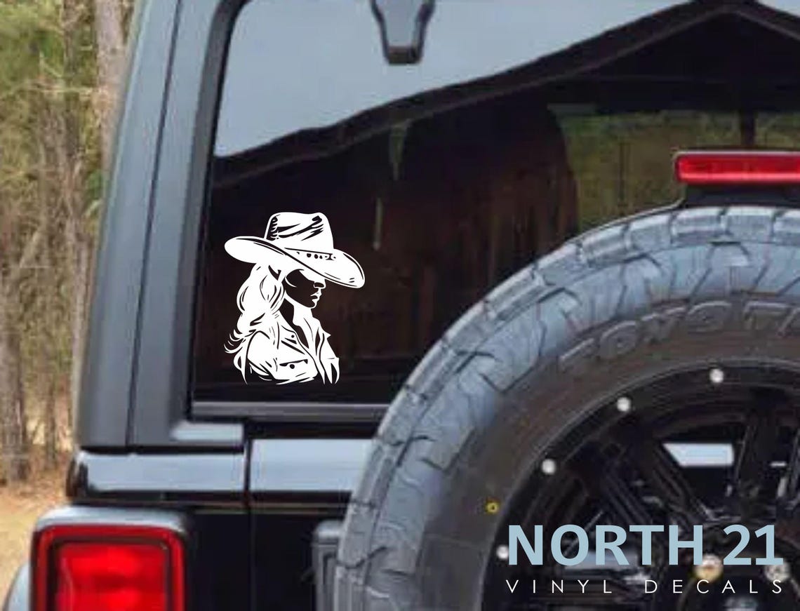Cowgirl Truck Decal, Country Girl Car Decal, Offroad Vehicle Western ...
