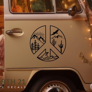 Peace Car Decal, Elemental Peace Symbol Car Decal, Earth Elements Car ...