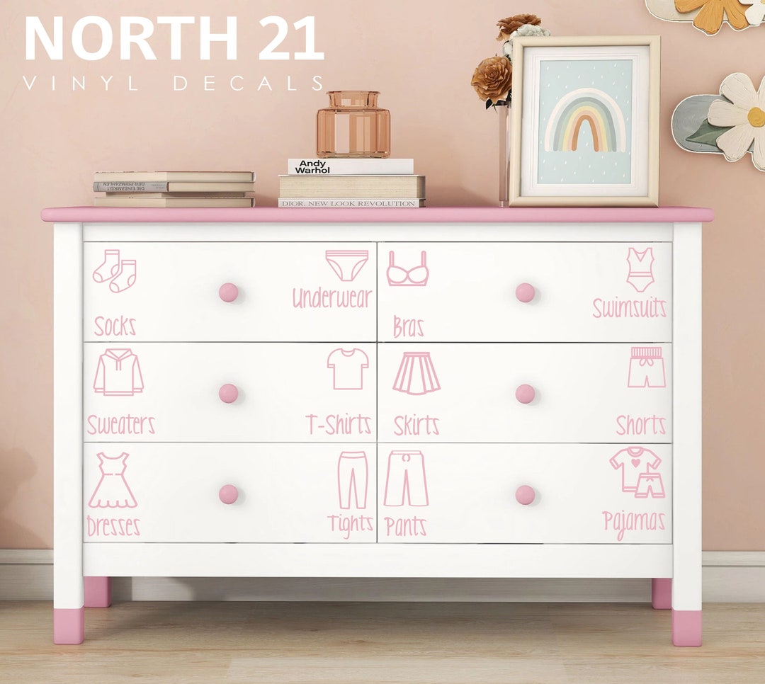 Dresser Decals for Girls - Organizing Decals - Kids Dresser Decals ...
