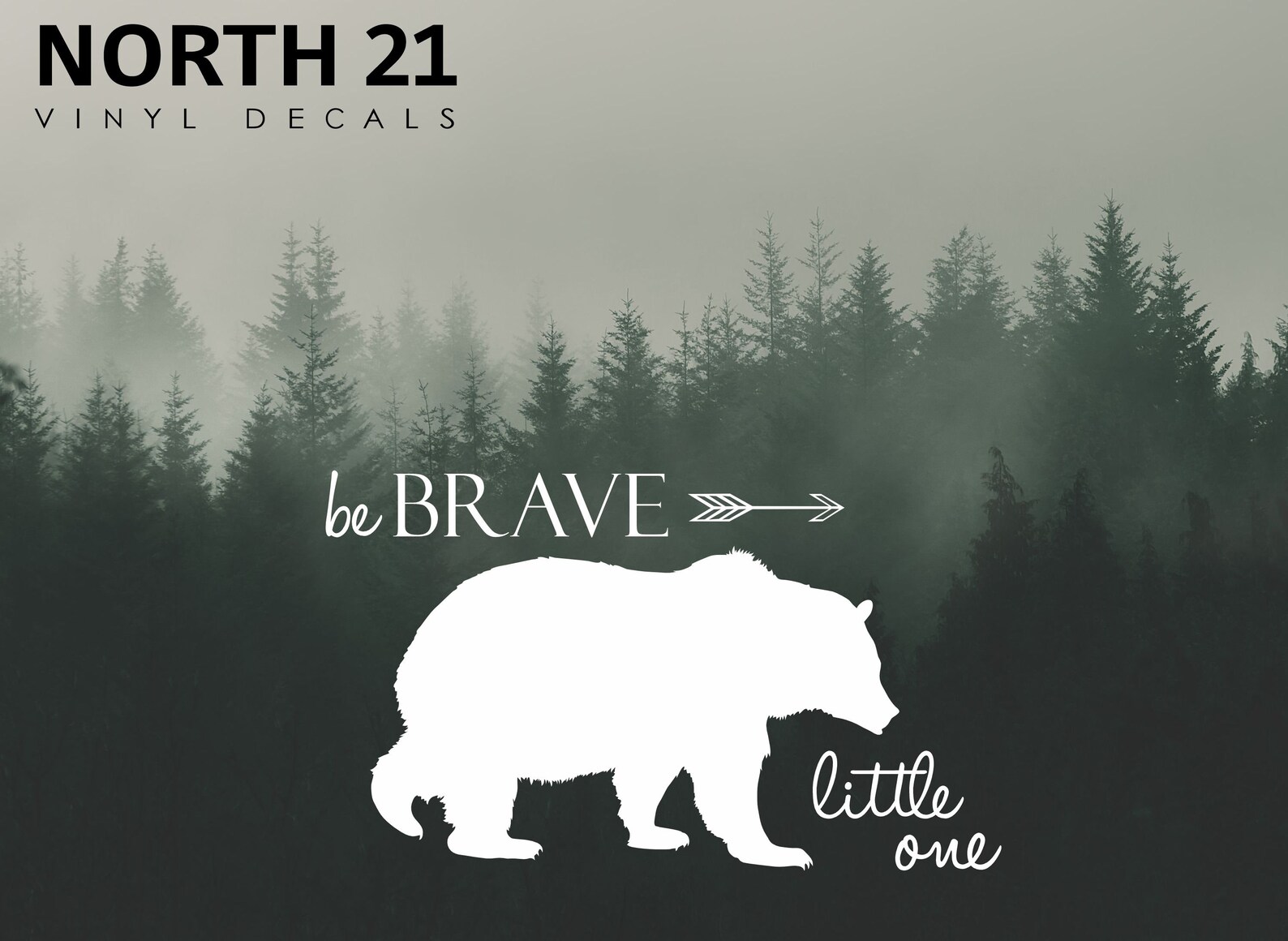 Be Brave Little One Wall Decal, Be Brave, Bear Wall Decal, Woodland ...