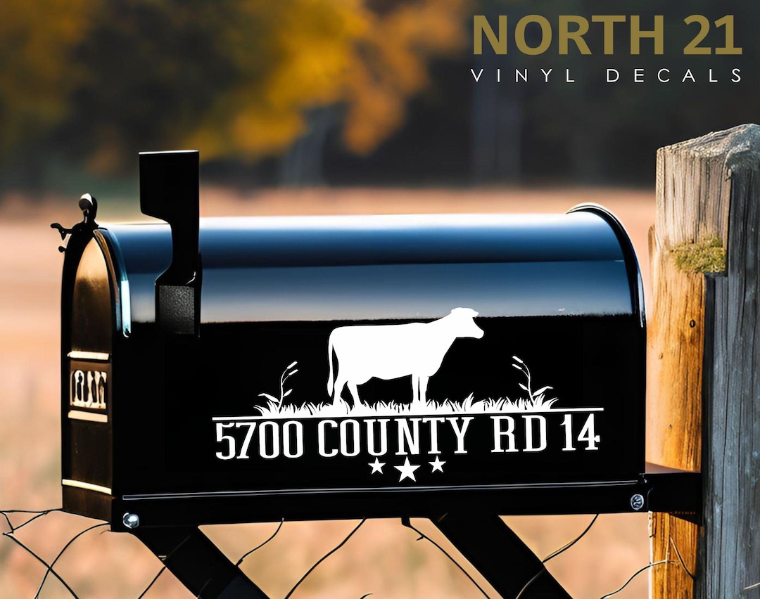 Rural Mailbox Decal, Cow Mailbox Decal, Custom Farm Mailbox Sticker ...
