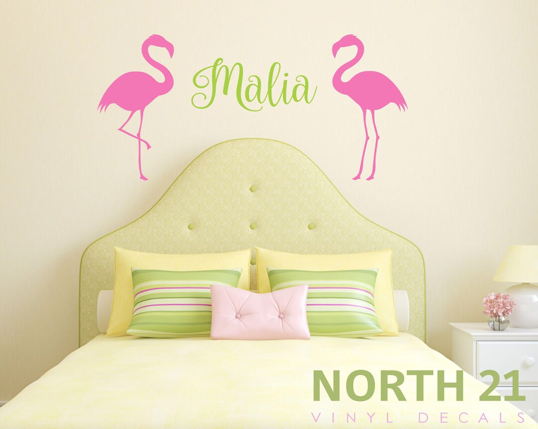 Flamingo Name Wall Decal Nursery Wall Decals Girls Name Wall Decor ...