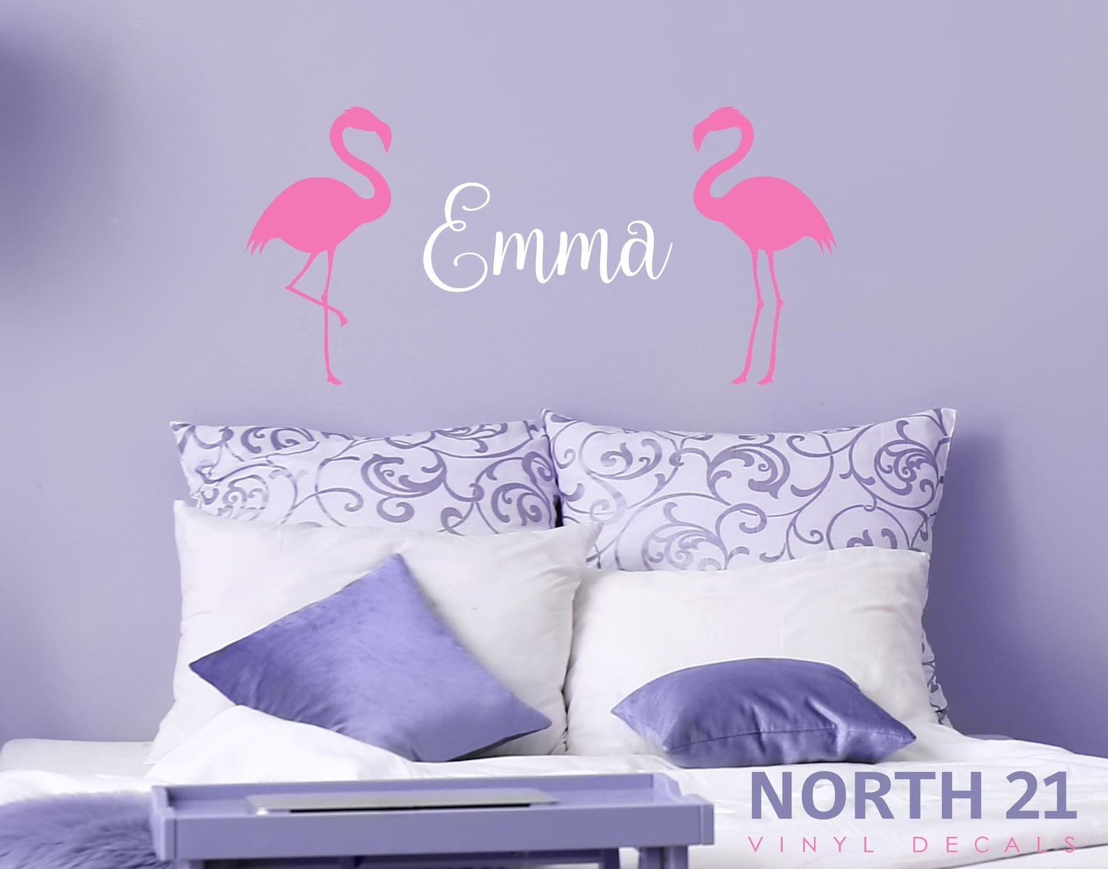 Flamingo Name Wall Decal - Nursery Wall Decals - Girls Name Wall Decor ...