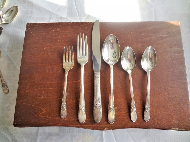 Vintage Wm. Rogers Silver Plate Flatware Set: "beloved" Pattern, 53 ...