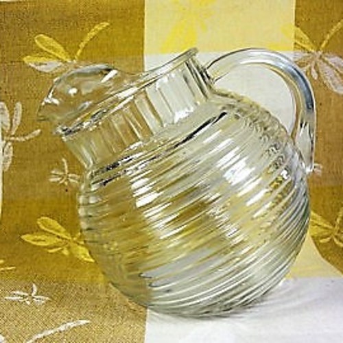 Depression Glass Pitcher Manhattan Pattern Ball Pitchertilt - Etsy