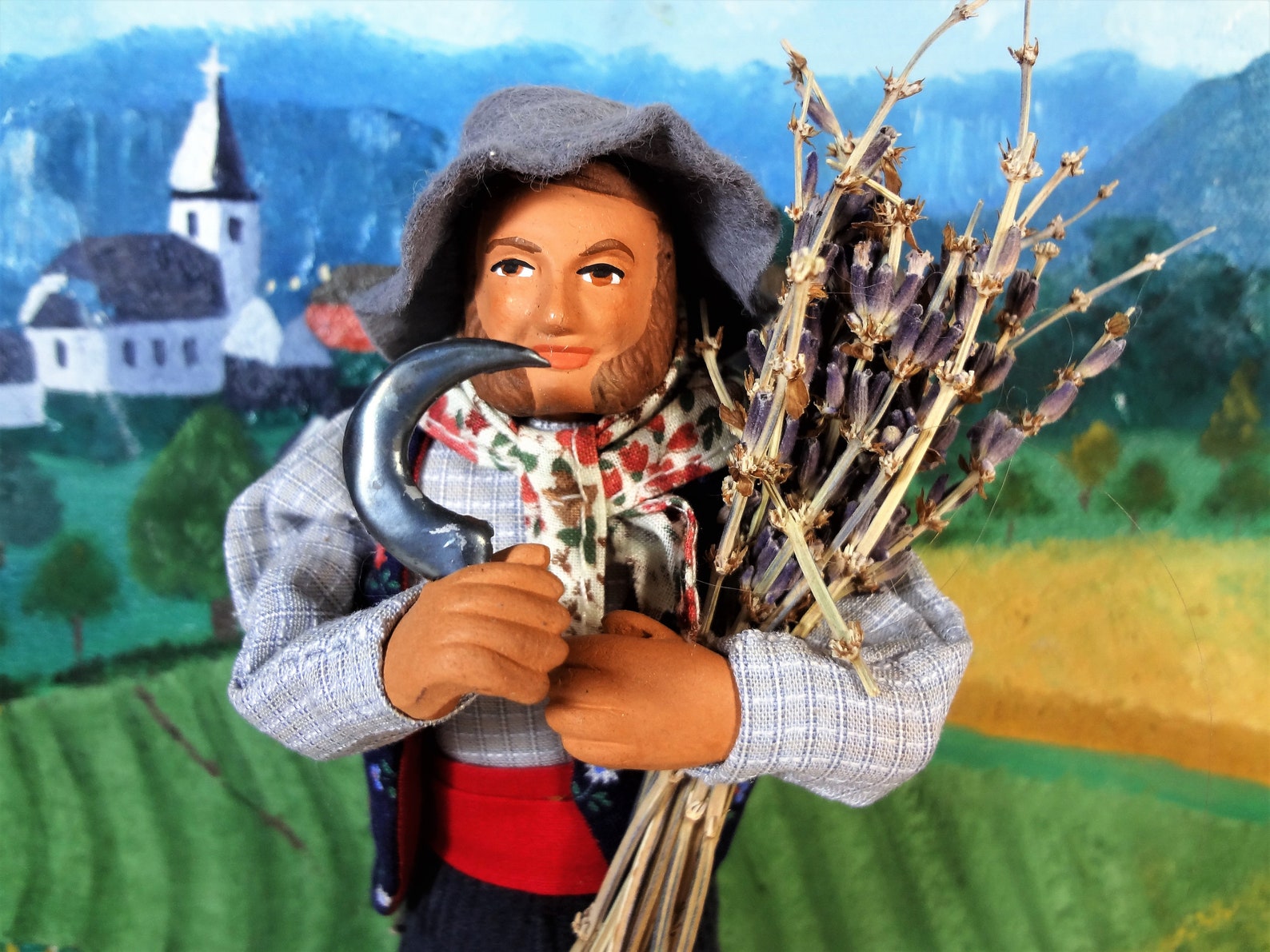 French Santon Man With a Sickle Handmade Clay Figure in | Etsy