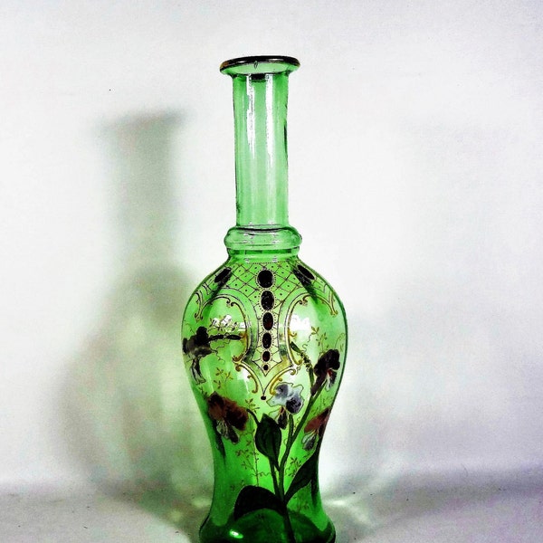 Bohemian Green and Gold Glass Vases - Etsy