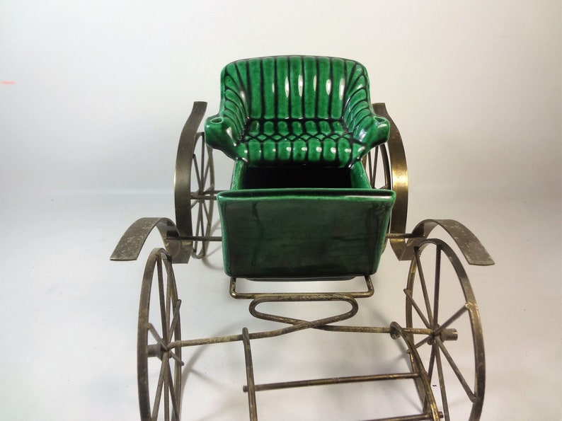 Metlox Pottery Ponytrail Carriage Greem Ceramic Buggy Brass - Etsy
