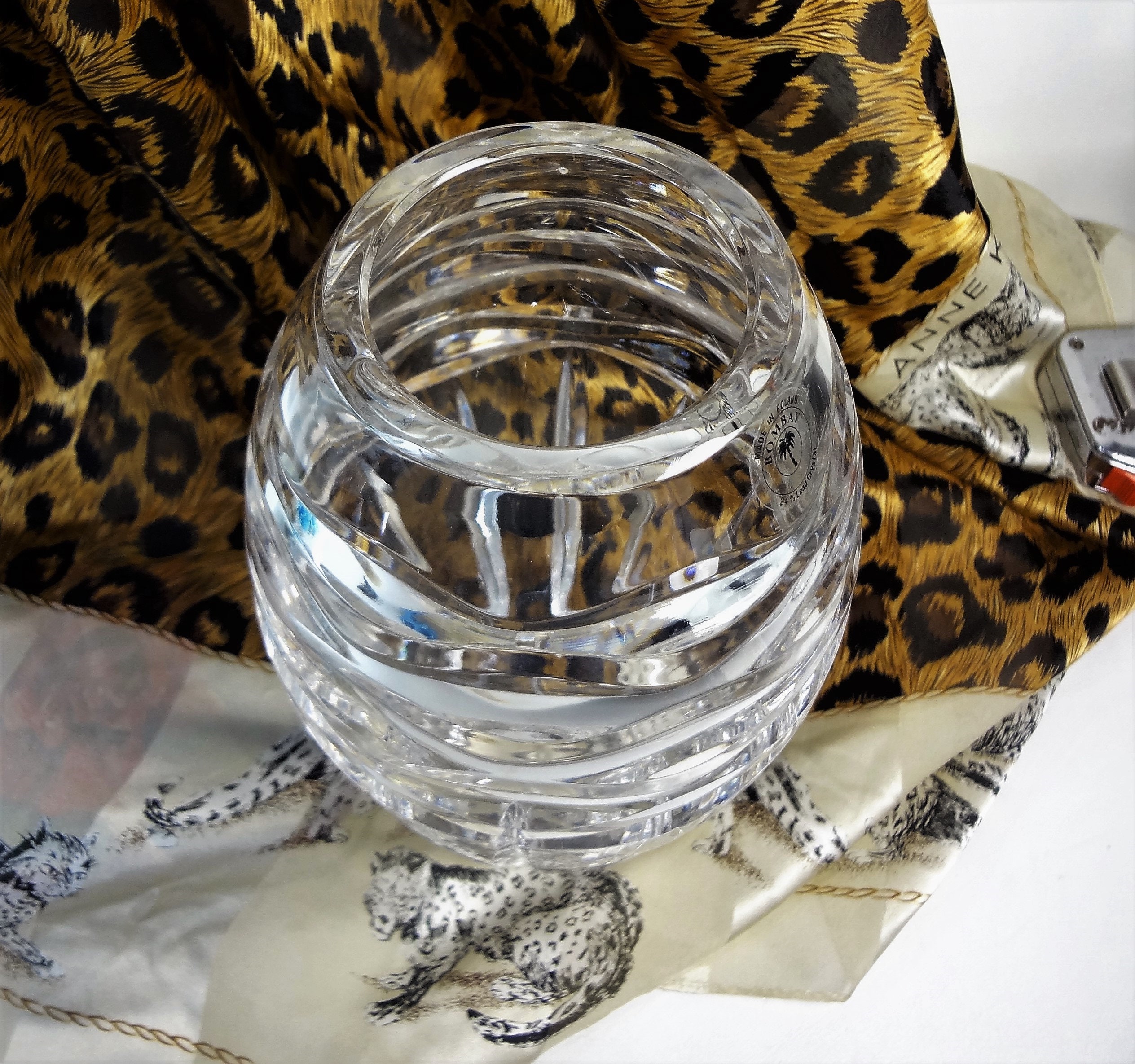 Clear Crystal Vase Made in Poland, Bombay 24% Lead Crystal Vase, 8 Inch ...