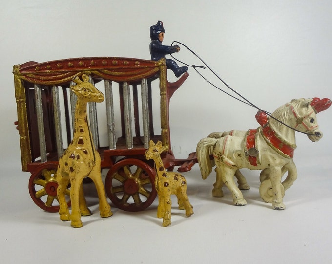 Cast Iron Circus Wagon With Giraffes, Circus Collectible, Collectible ...