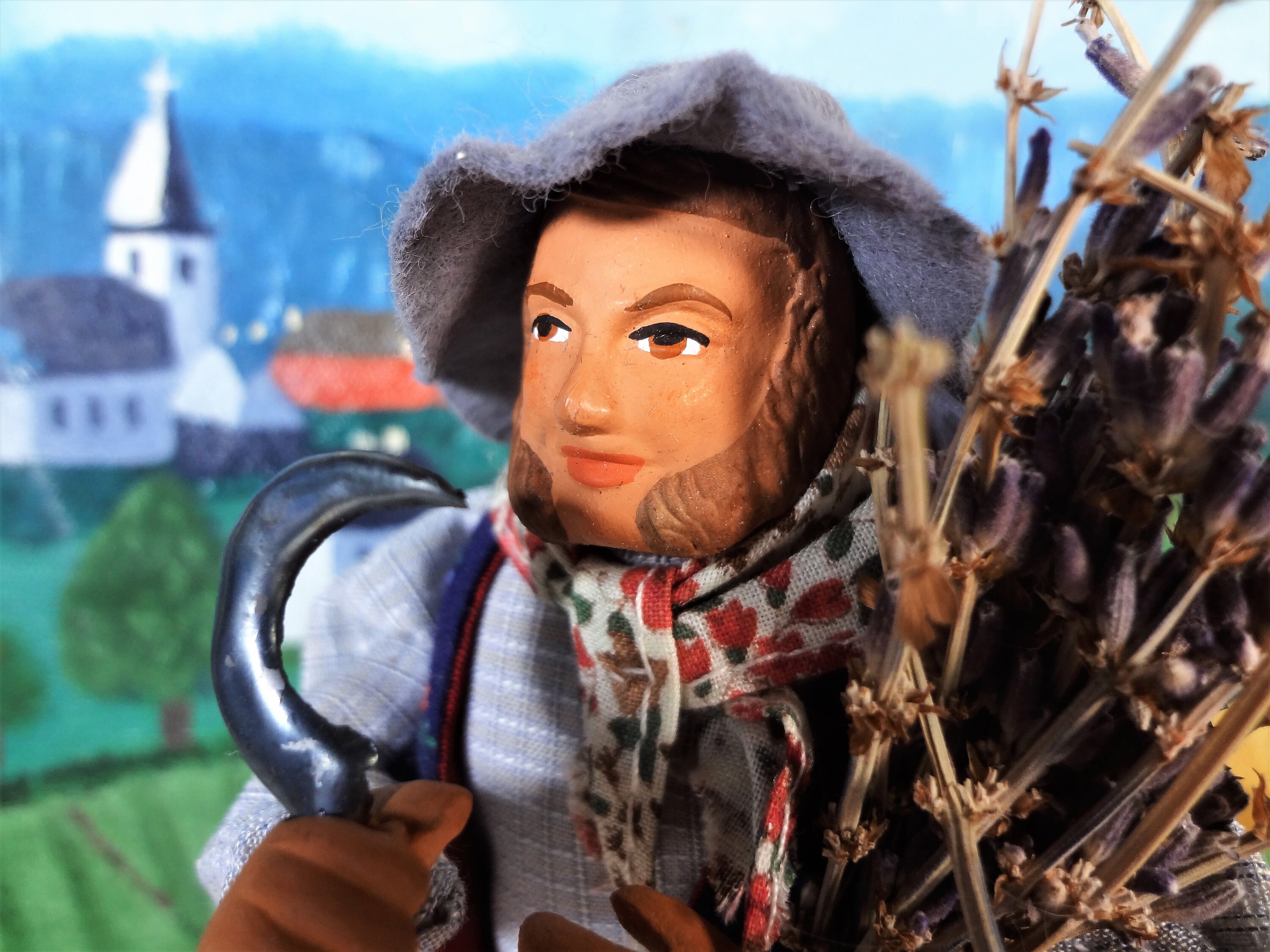 French Santon Man With a Sickle Handmade Clay Figure in - Etsy