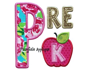 Pre-k Kindergarten Grade Applique Digital Machine Embroidery Applique ...