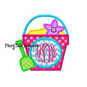 Digitial Machine Embroidery Design - Sand Pail With a Monogram Circle ...
